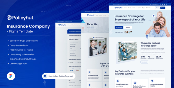 Policyhut - Insurance Company Figma Template by devsarray | ThemeForest