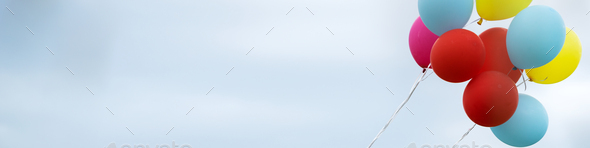 Banner 4x1 for social networks and websites bunch colorful balloons ...