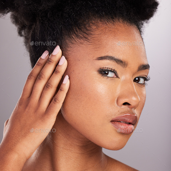 Skincare Beauty And Touch Portrait Black Woman With Pride White
