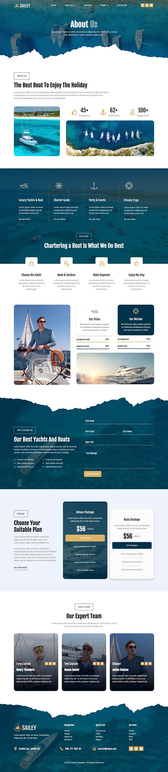 Sailey - Yacht Club & Boat Rental Elementor Template Kit by Kitpro