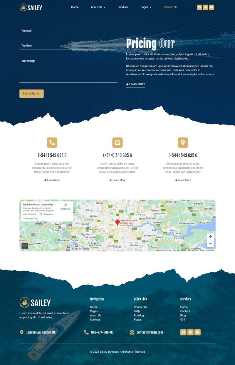 Sailey - Yacht Club & Boat Rental Elementor Template Kit by Kitpro