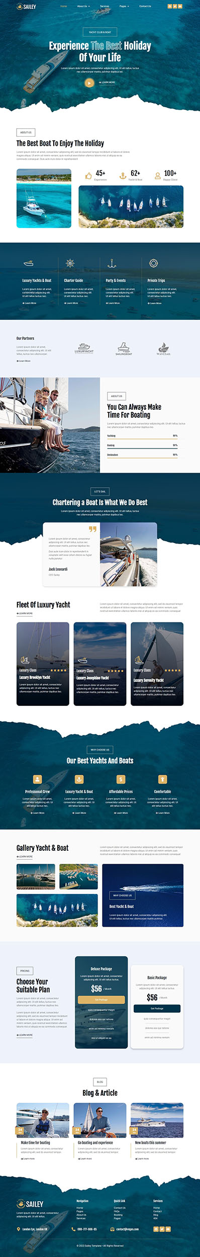 Sailey - Yacht Club & Boat Rental Elementor Template Kit by Kitpro