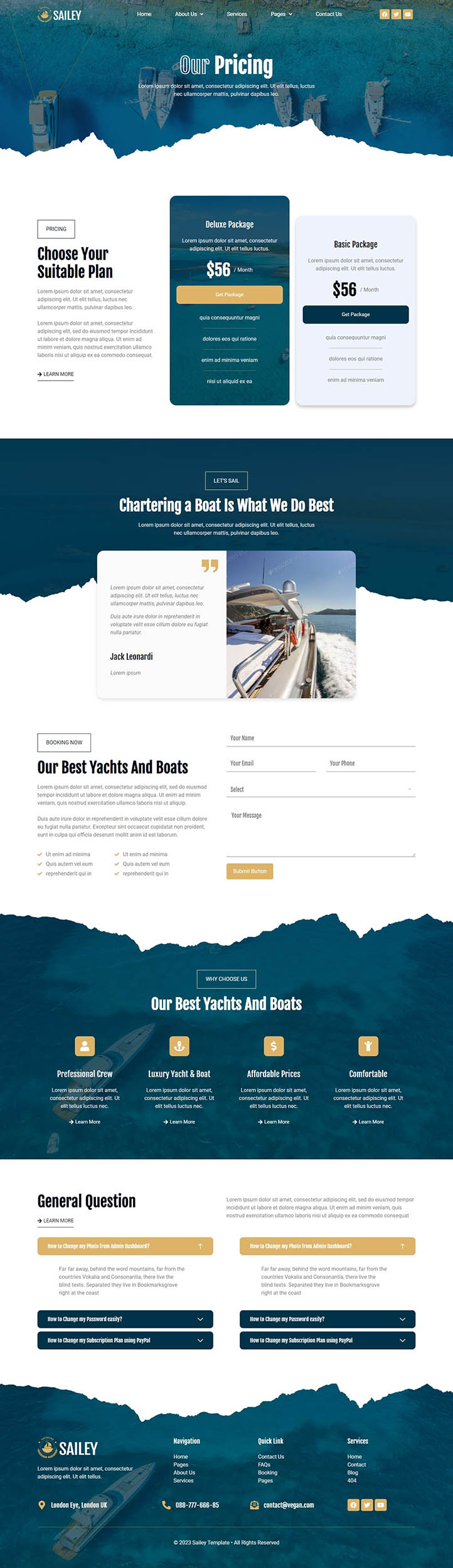 Sailey - Yacht Club & Boat Rental Elementor Template Kit by Kitpro