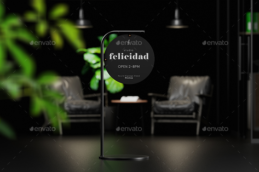 Round Signage Stand Mockup, Graphics | GraphicRiver
