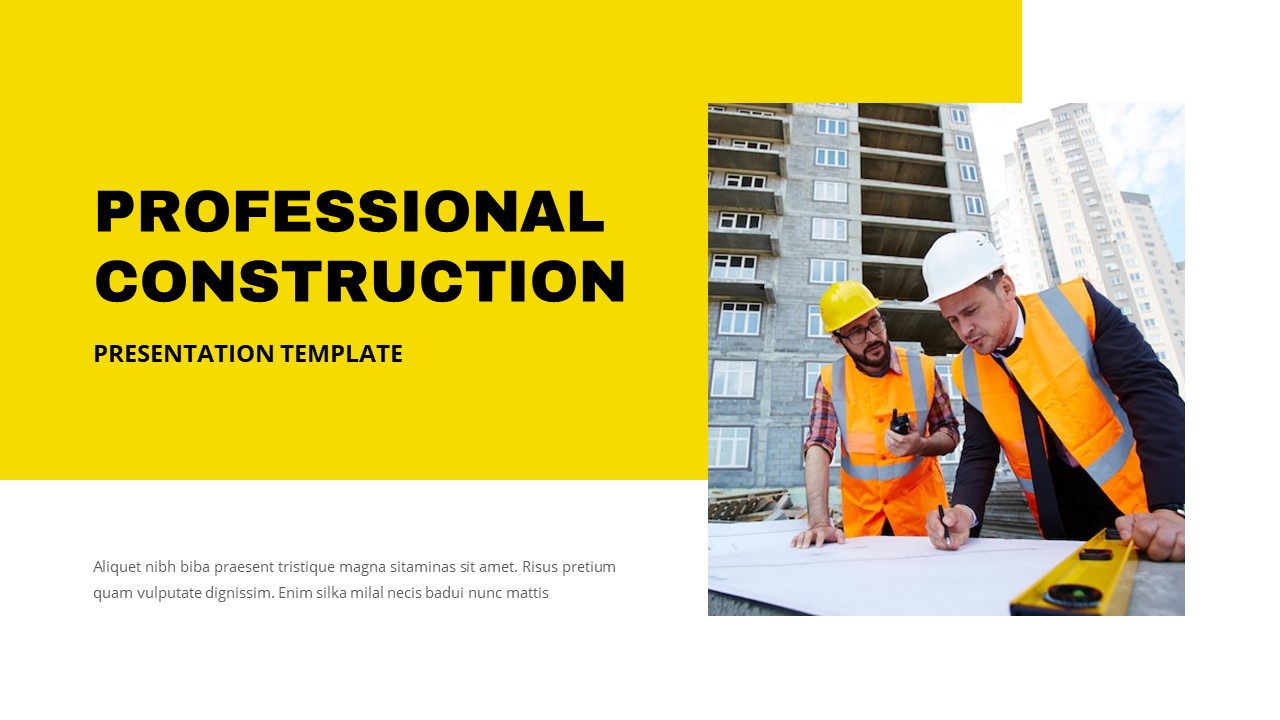 Professional Construction PowerPoint Template, Presentation Templates