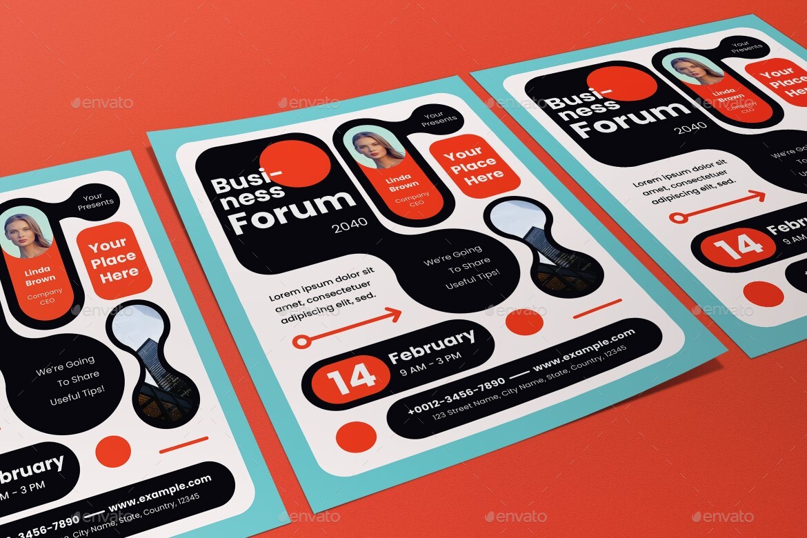 White Modern Business Forum Flyer, Print Templates | GraphicRiver