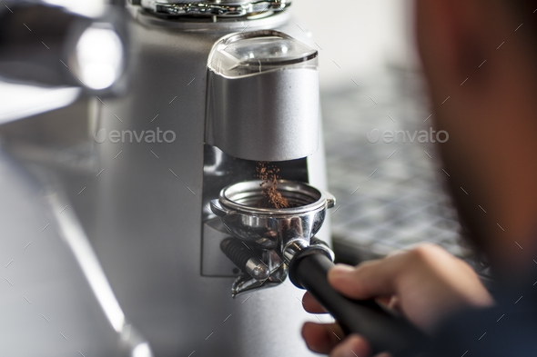 Barista using espresso machine Stock Photo by westend61 | PhotoDune
