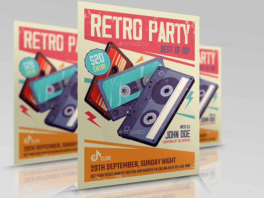 Retro Party Flyer, Print Templates | GraphicRiver
