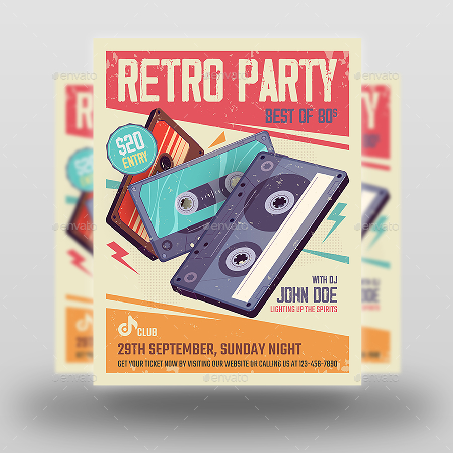 Retro Party Flyer, Print Templates | GraphicRiver