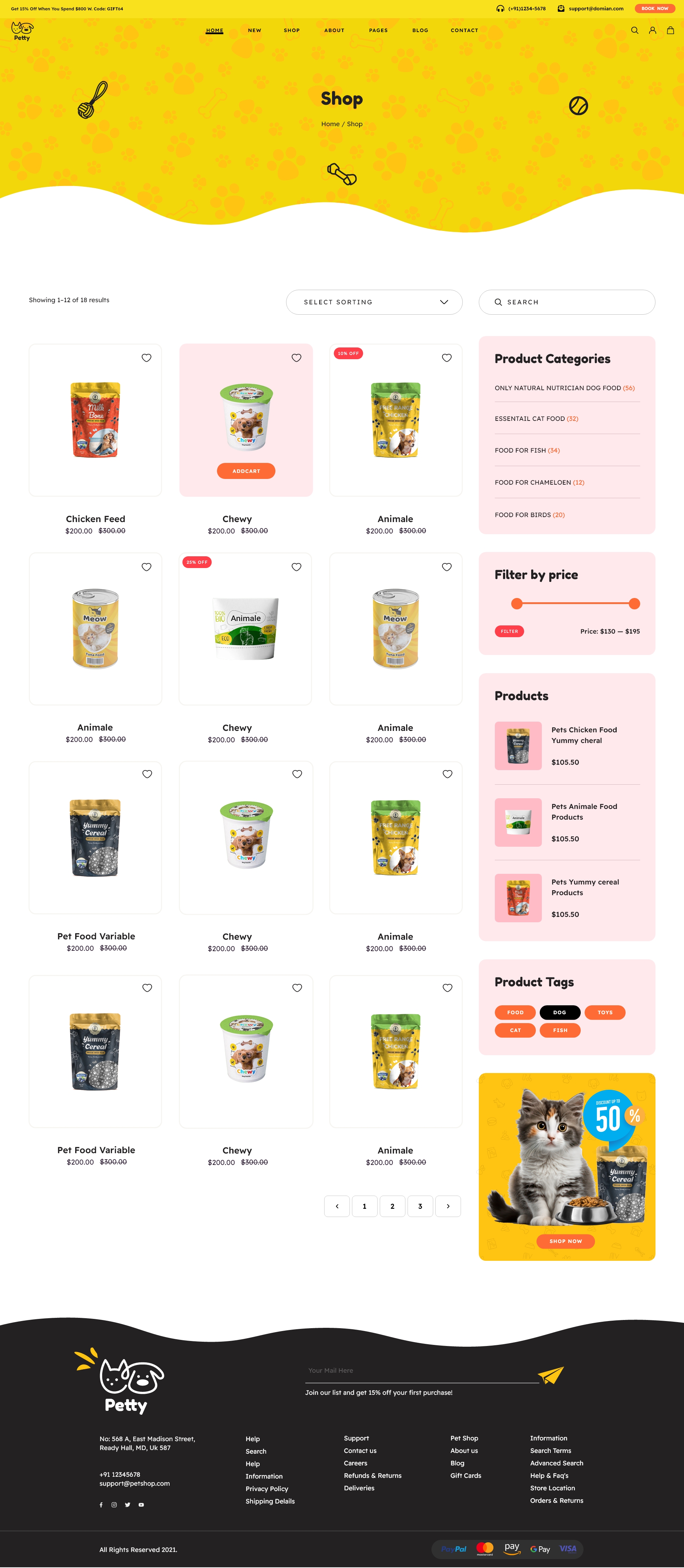 Petty - Pet Care and Pet Shop Website Adobe XD Template by BuddhaThemes