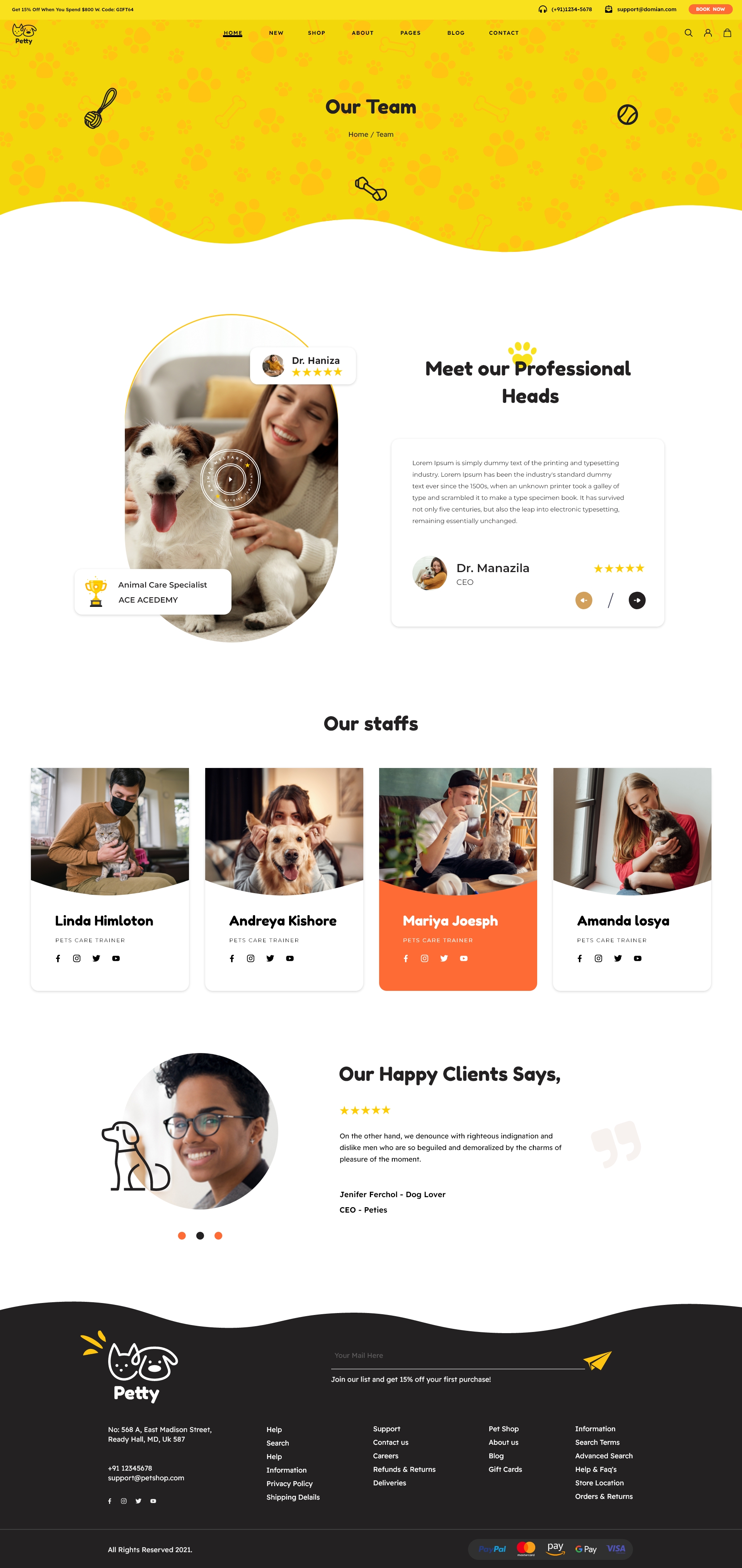 Petty - Pet Care and Pet Shop Website Adobe XD Template by BuddhaThemes