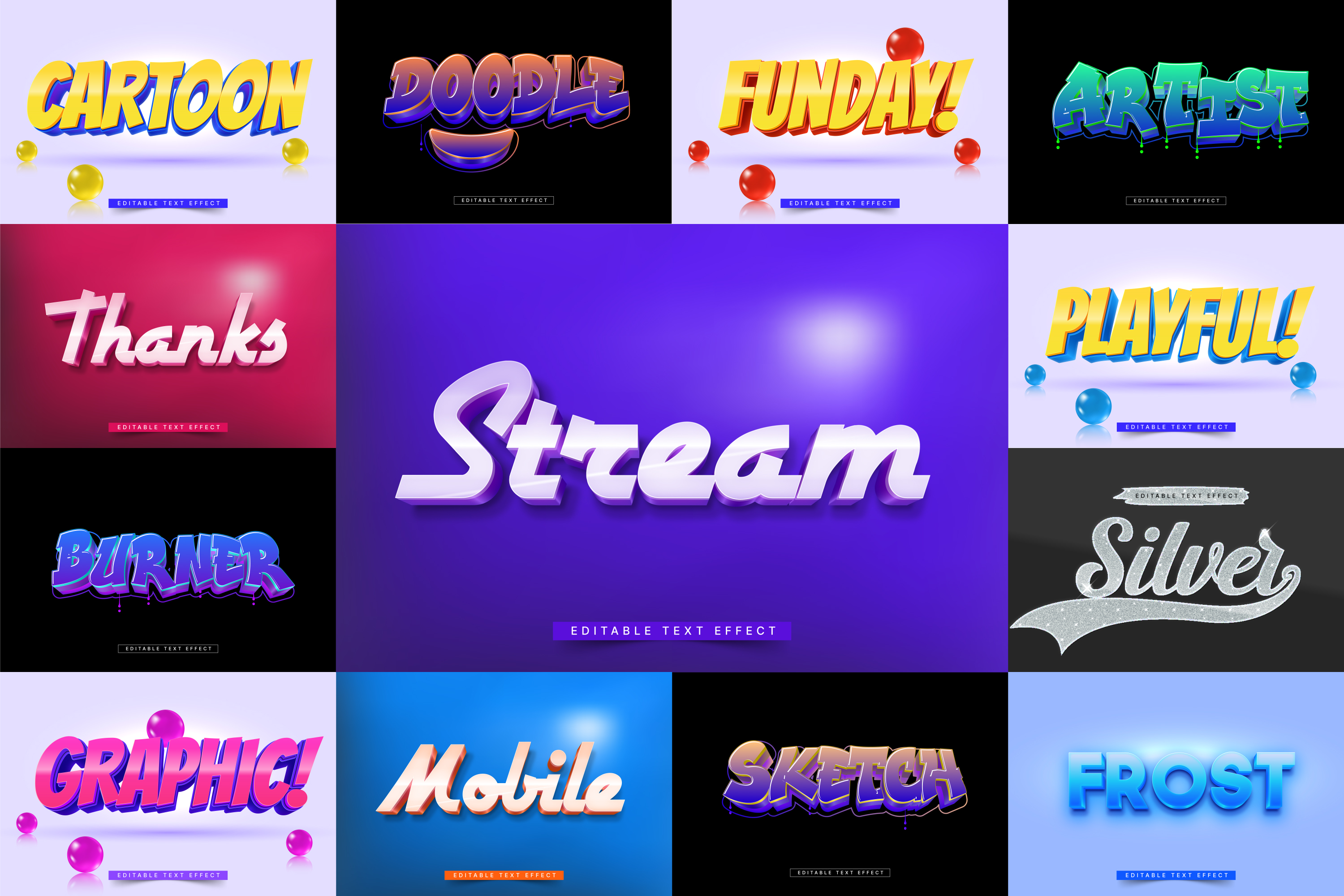 Professional 50 Text Effects For Graphic Design Projects, Add-ons ...