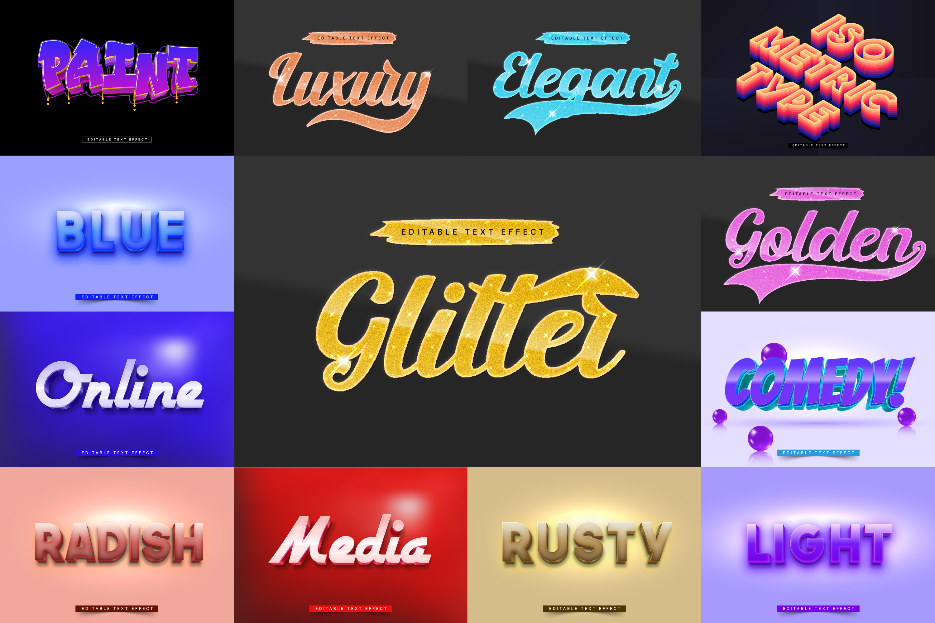 Professional 50 Text Effects For Graphic Design Projects, Add-ons ...