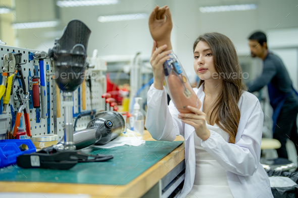 Prosthetics Laboratory, Prosthetics Technician Checking Prosthetic Leg ...