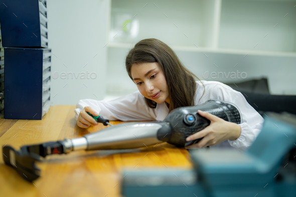 Prosthetics Laboratory, Prosthetics Technician Checking Prosthetic Leg ...