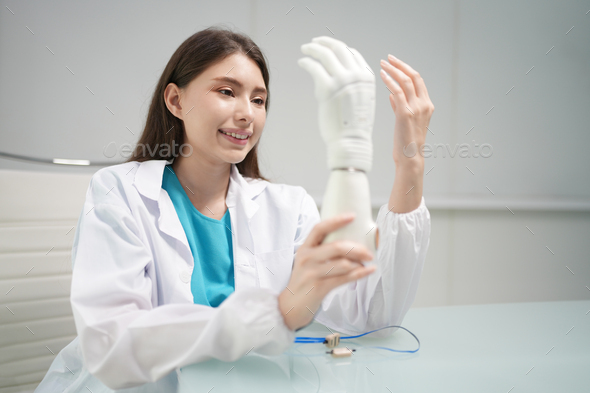 Bionic Prosthetic Hand with artificial intelligence technology. Stock ...