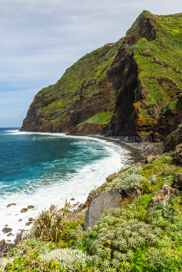 Seascape and landscape of Madeira island at Atlantic Ocean, Portugal ...