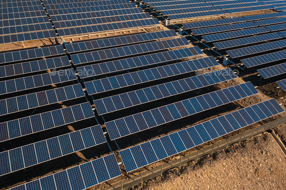 Photovoltaic panels at solar farm Stock Photo by andreonegin | PhotoDune