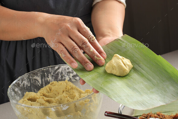 Asian Woman Hand Making Bugis, Traditional Food Made From Glutinous ...