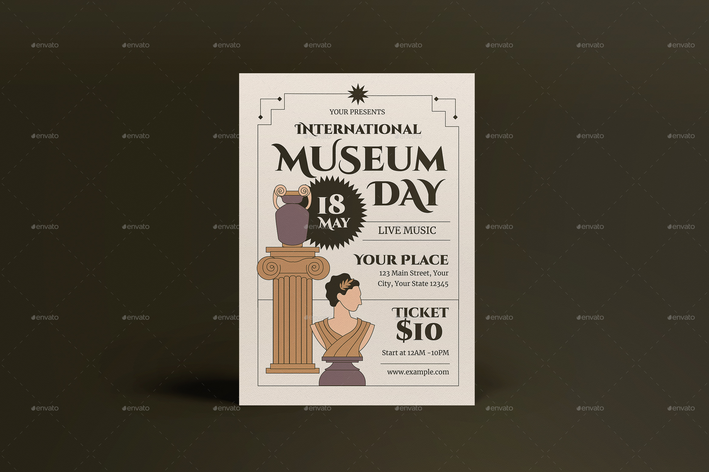 Ivory Vintage International Museum Day Flyer Set, Print Templates ...