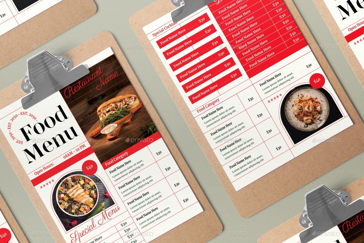 Cream Minimalist Food Menu, Print Templates | GraphicRiver