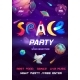 Space Party Flyer with Galaxy Planets and Rocket, Graphics | GraphicRiver