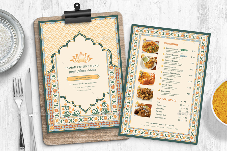 Indian Restaurant Menu Template, Print Templates | GraphicRiver