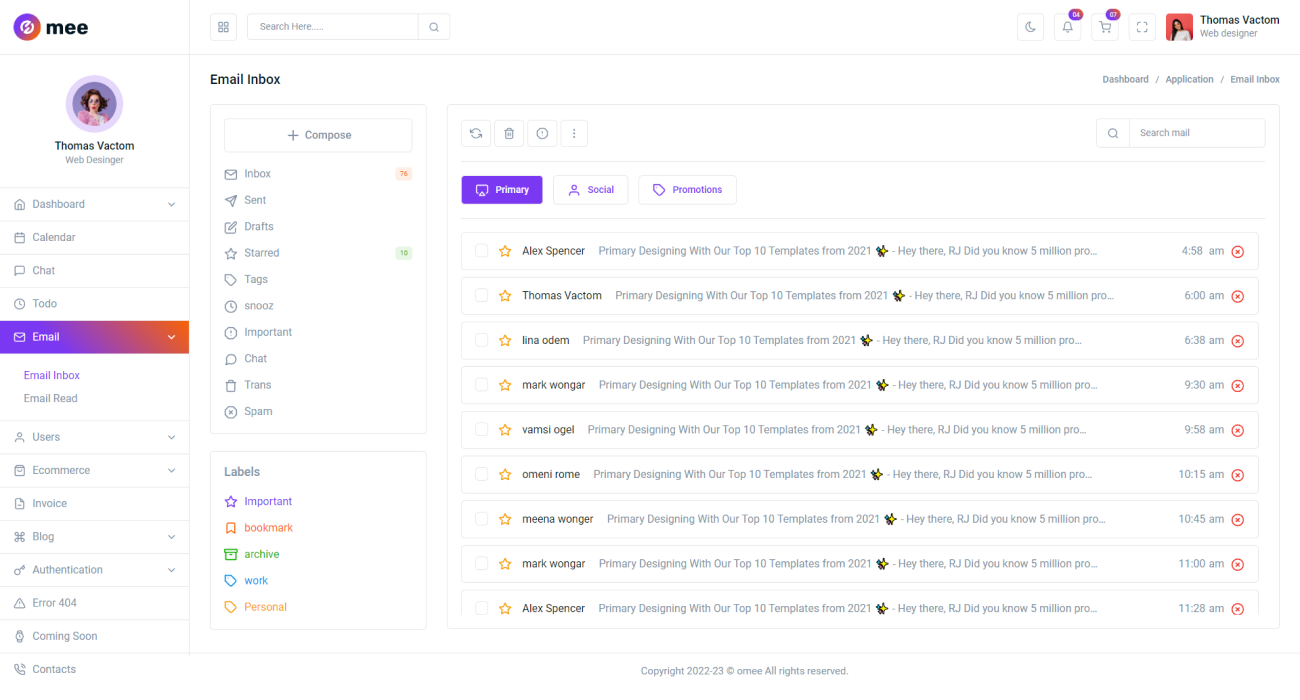 Omee - Admin Dashboard Html 5 Tailwind Responsive Template by dreamzontheme