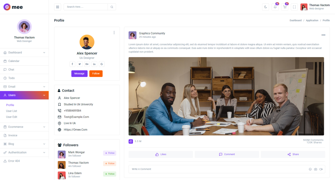 Omee - Admin Dashboard Html 5 Tailwind Responsive Template by dreamzontheme