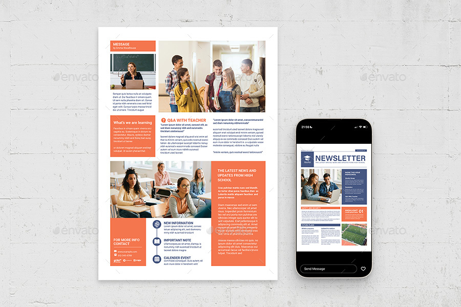 Education Newsletter Template, Print Templates | GraphicRiver