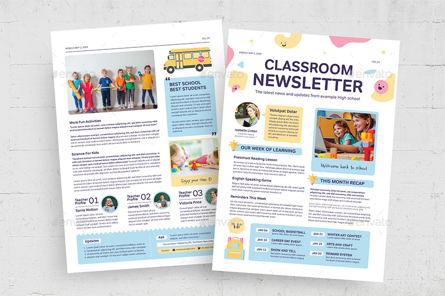 Preschool Newsletter Template, Print Templates | GraphicRiver