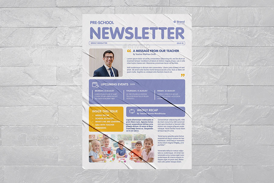 School Newsletter Template, Print Templates | GraphicRiver