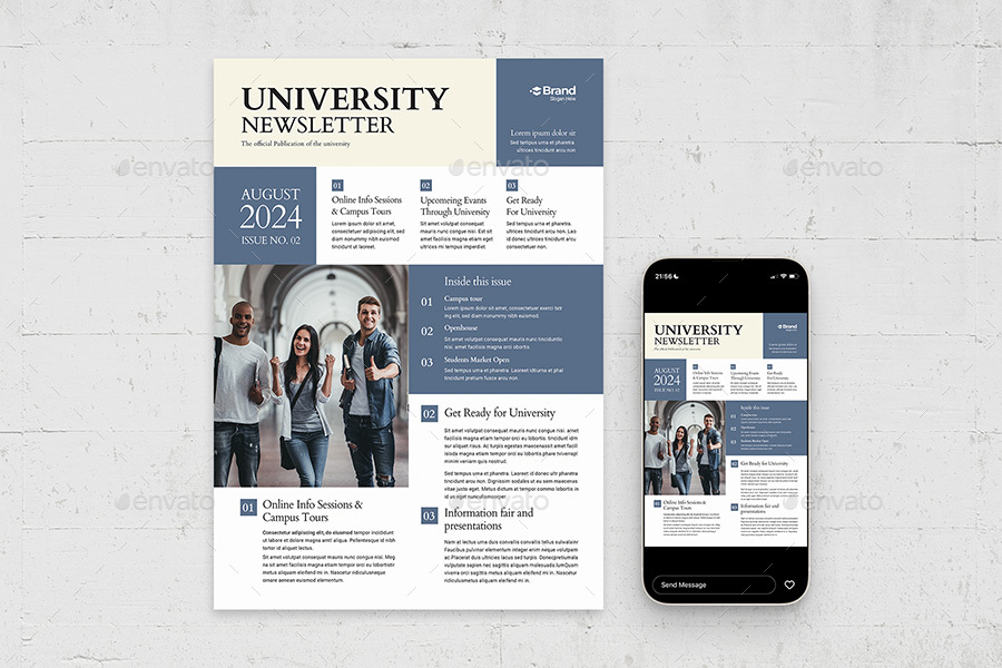 University Newsletter Template, Print Templates | GraphicRiver