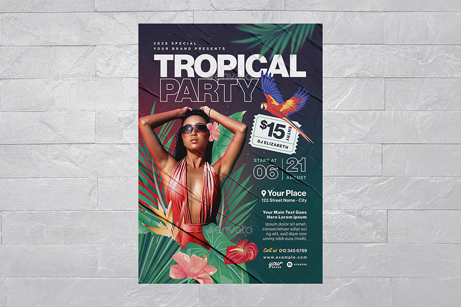 Tropical Party Flyer Template, Print Templates | GraphicRiver