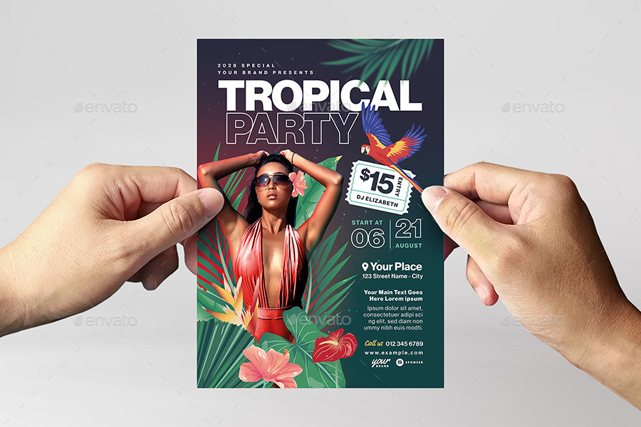 Tropical Party Flyer Template, Print Templates | GraphicRiver