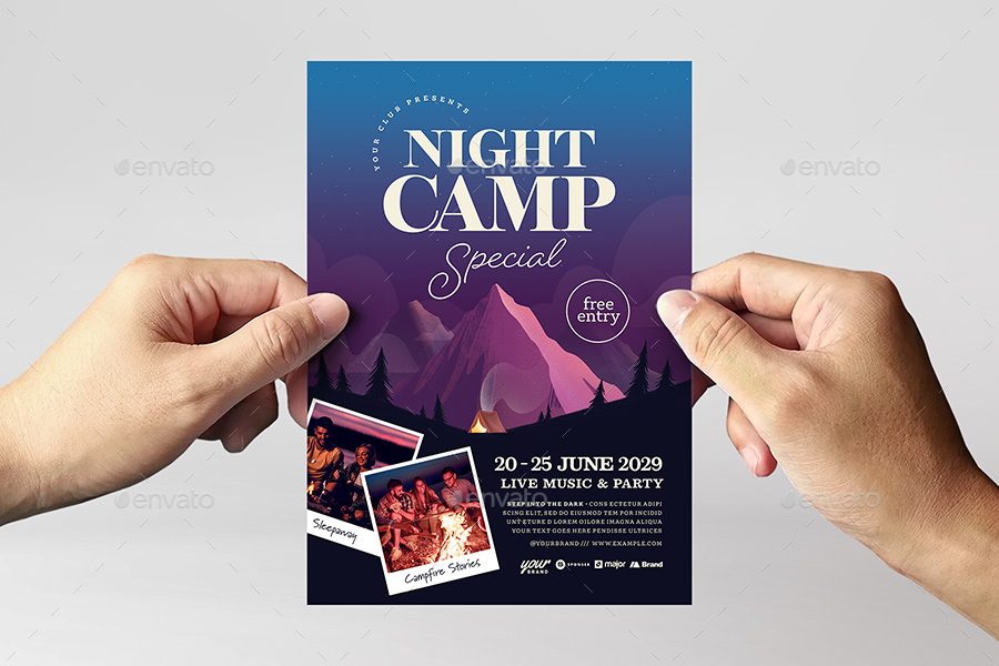 Night Camp Party Flyer Template, Print Templates | GraphicRiver