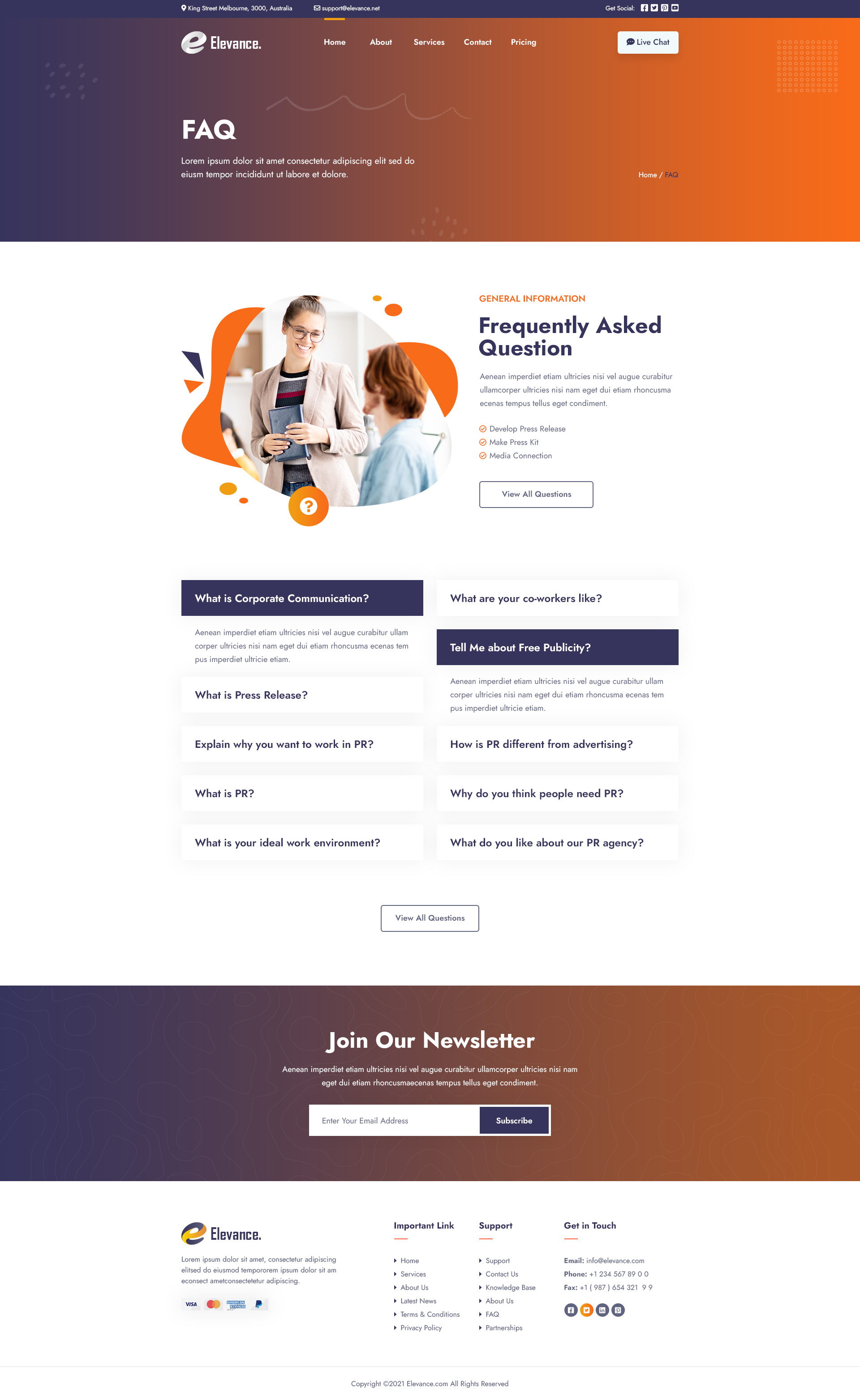 Elevance - Public Relation & Digital Marketing Agency PSD Template by ...
