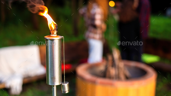 Firing metal torch near a campfire Stock Photo by frimufilms | PhotoDune