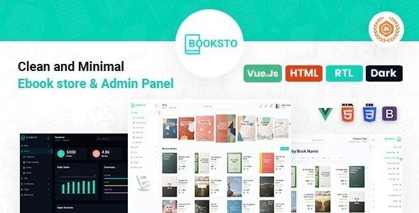 Booksto - VueJS, HTML Minimal Ebook Admin & Shop Template by iqonicdesign