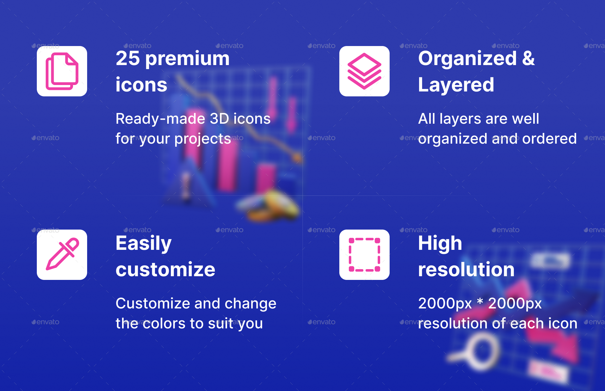 Statistics And Chart 3D Icons Set, Icons | GraphicRiver