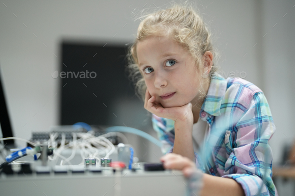 Children learning AI technology Robot with artificial intelligence ...