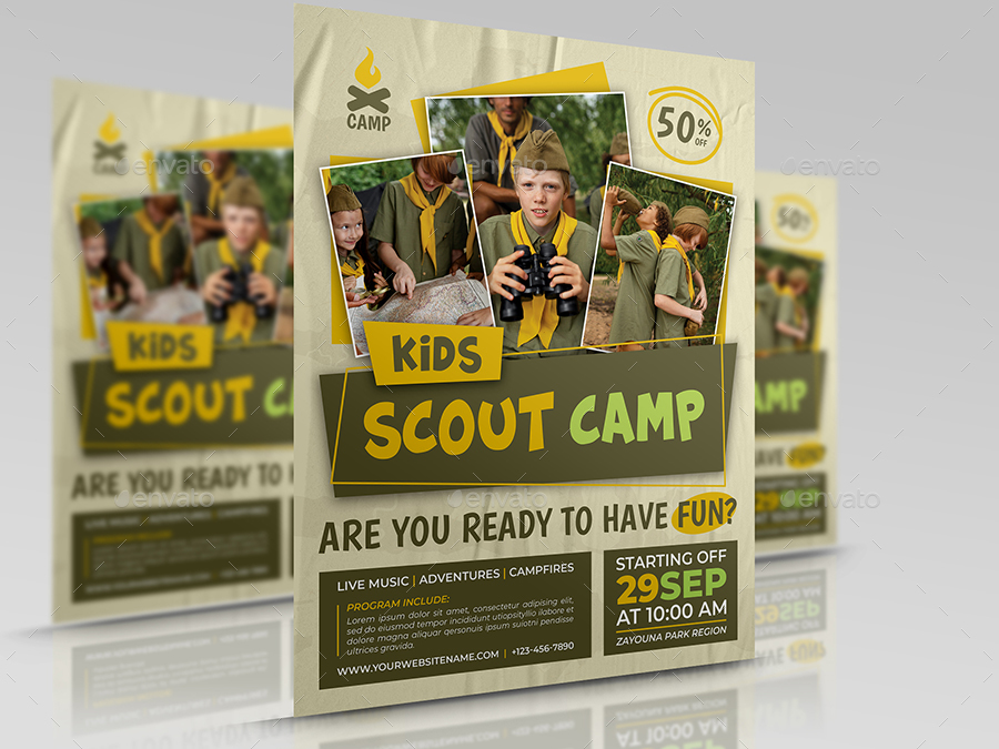 Scouts Summer Camp Flyer Template, Print Templates | GraphicRiver