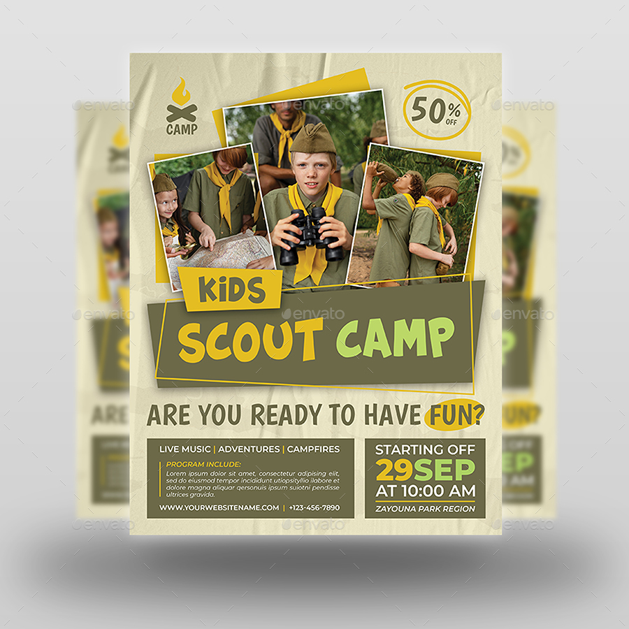 Scouts Summer Camp Flyer Template, Print Templates | GraphicRiver