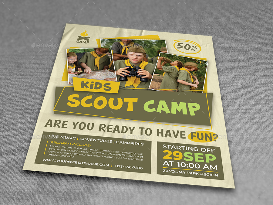 Scouts Summer Camp Flyer Template, Print Templates | GraphicRiver