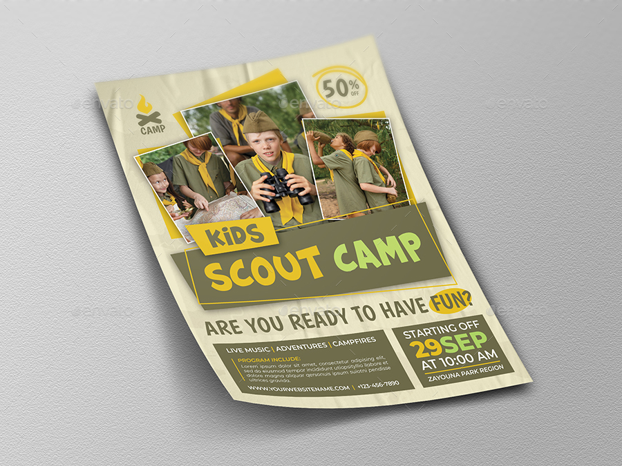 Scouts Summer Camp Flyer Template, Print Templates | GraphicRiver