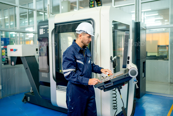 Side view of Caucasion worker or engineer do some works with keyboard ...