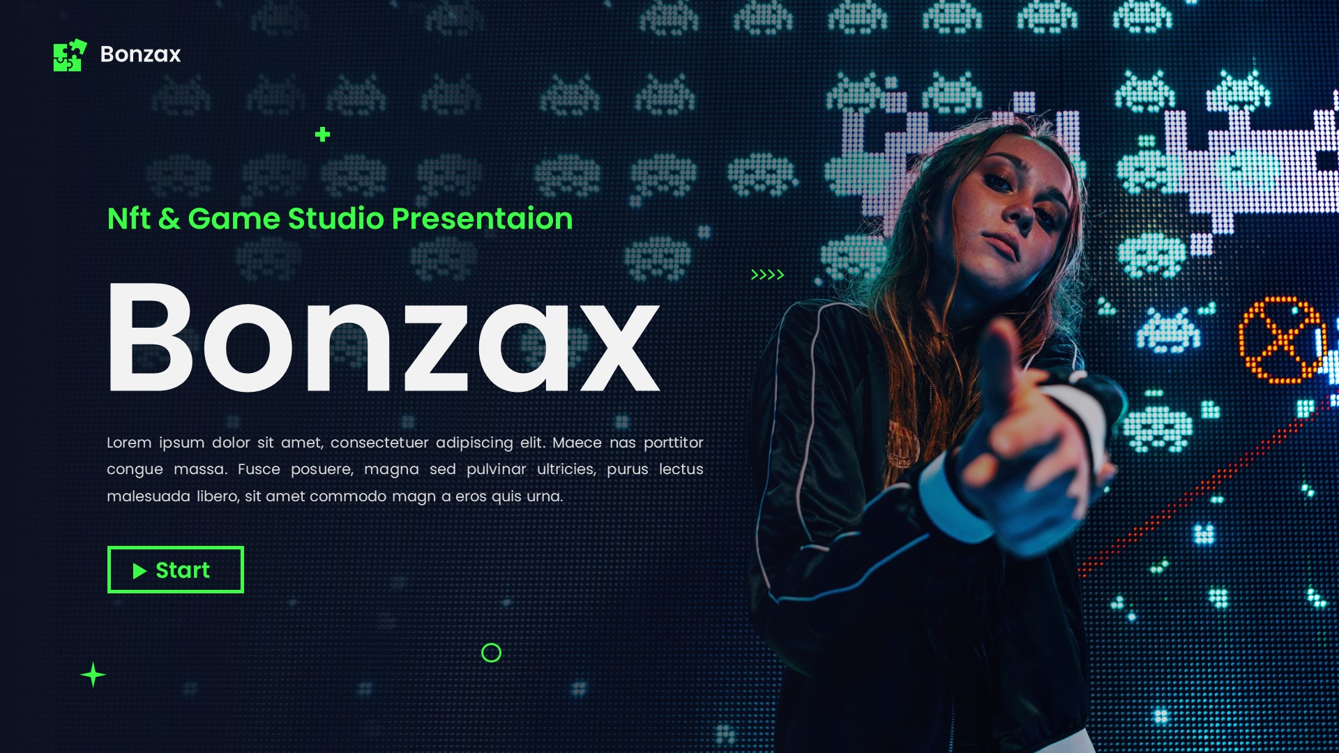 Bonzax - NFT & Game Studio Keynote Template, Presentation Templates