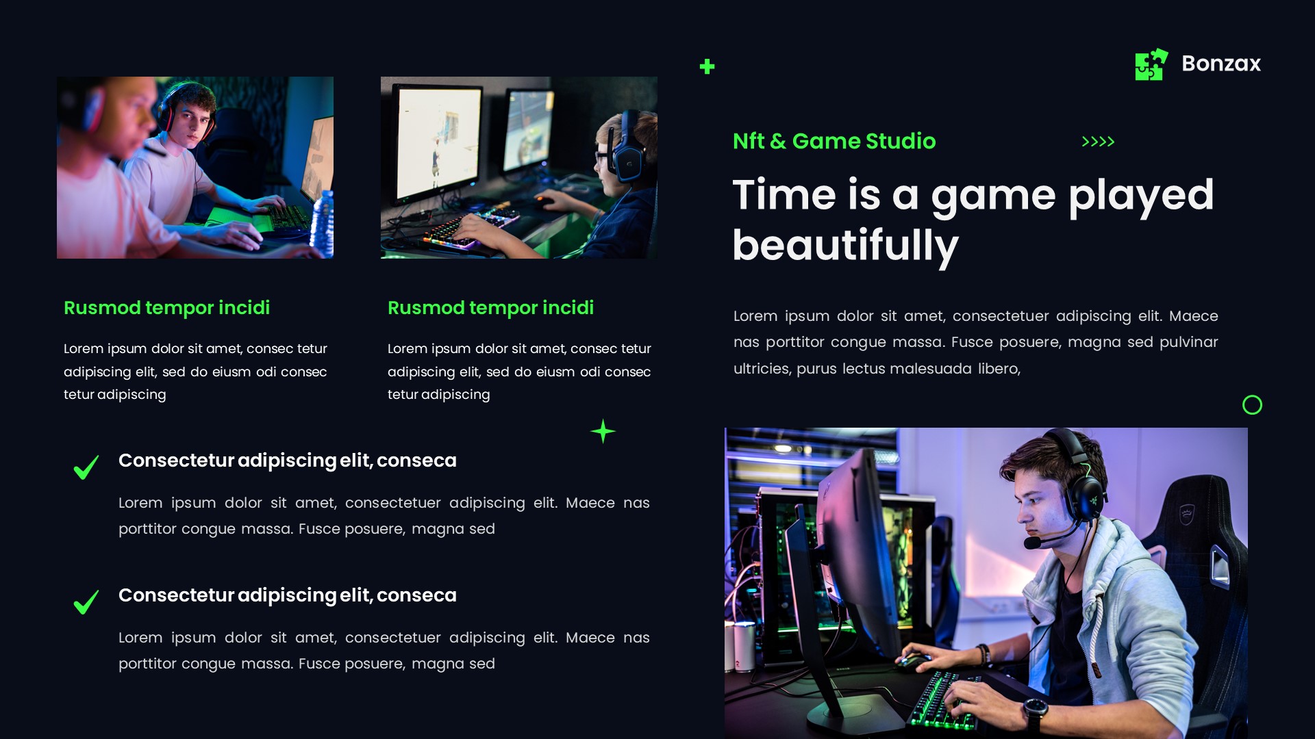 Bonzax - NFT & Game Studio Google Slides Template, Presentation Templates