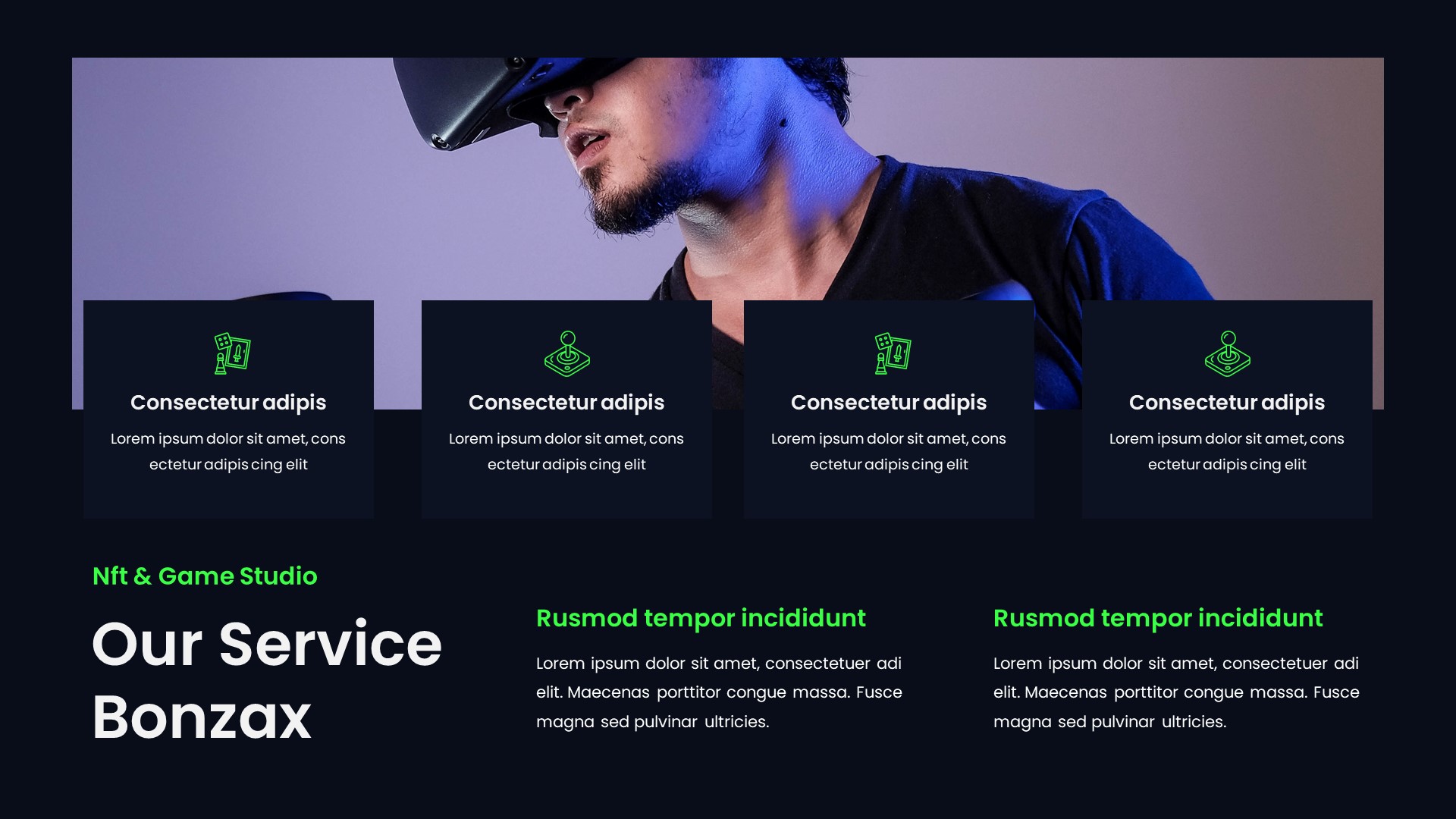 Bonzax - NFT & Game Studio Google Slides Template, Presentation Templates