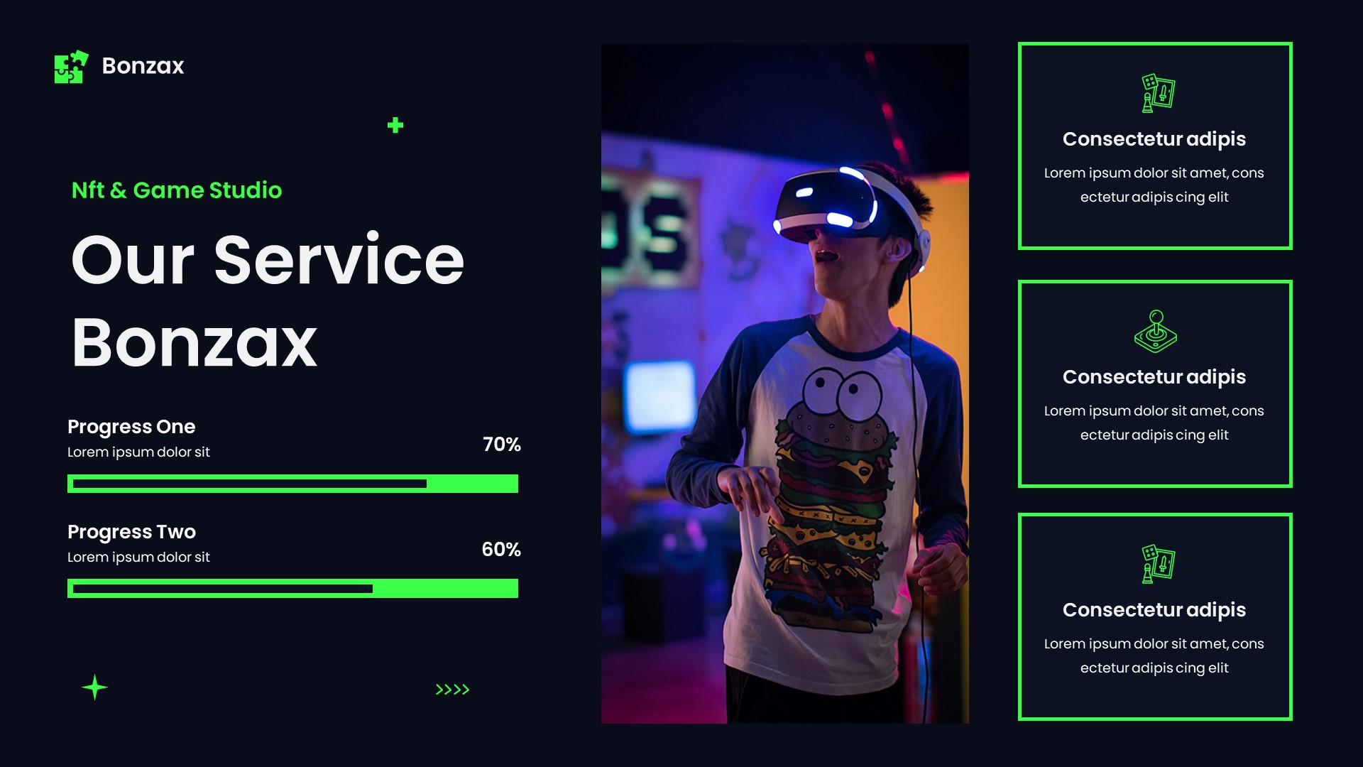 Bonzax - NFT & Game Studio Google Slides Template, Presentation Templates